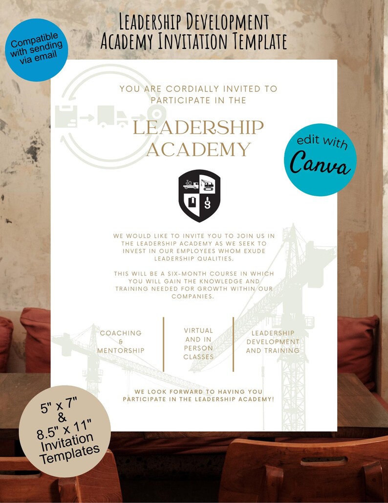Editable Leadership Academy - Leadership Development Invitation - 5x7 ...