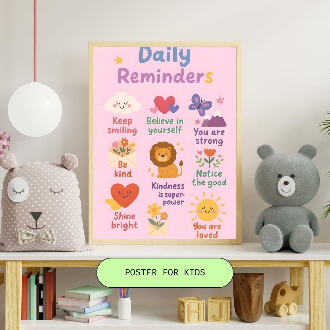 Positive Affirmations Nursery Poster: Motivational Kids Wall Art ...