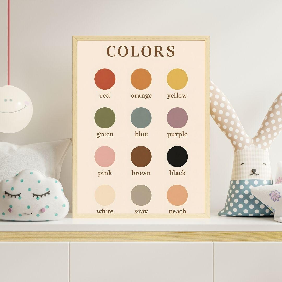 Montessori Colors Chart – Kids Learning Poster – Preschool Wall Art ...