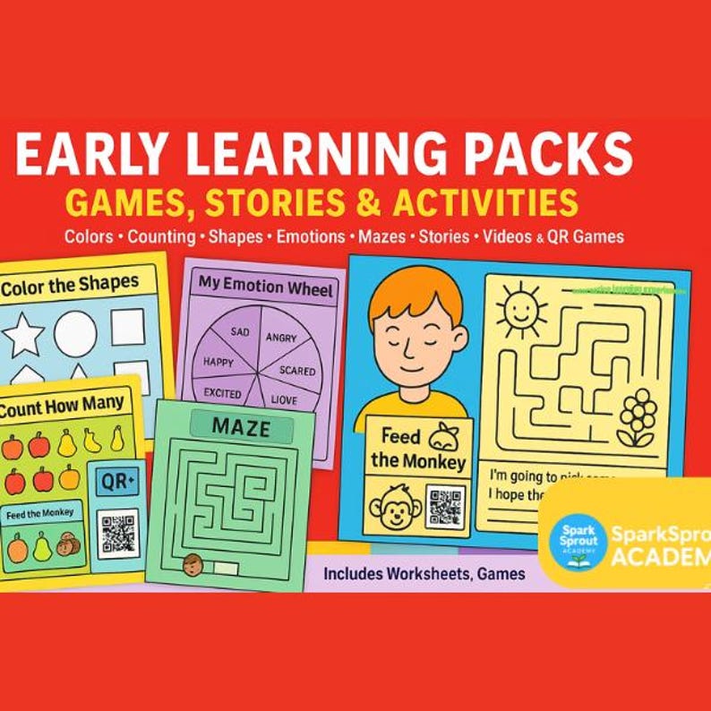 Preschool Learning Bundle: Shapes, Colors, Emotions - Activity ...
