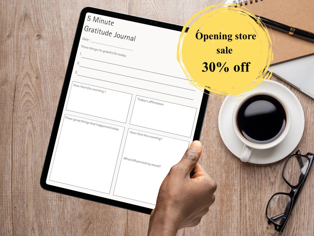 5 Minute Gratitude Journal Printable Daily Reflection Planner ...
