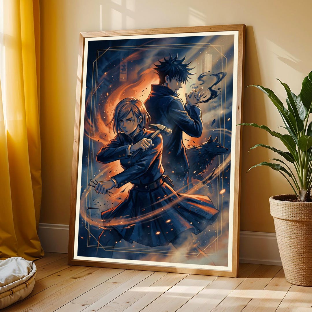 Nobara and Megumi Jujutsu Kaisen Anime Poster, Golden Frame Style - Etsy