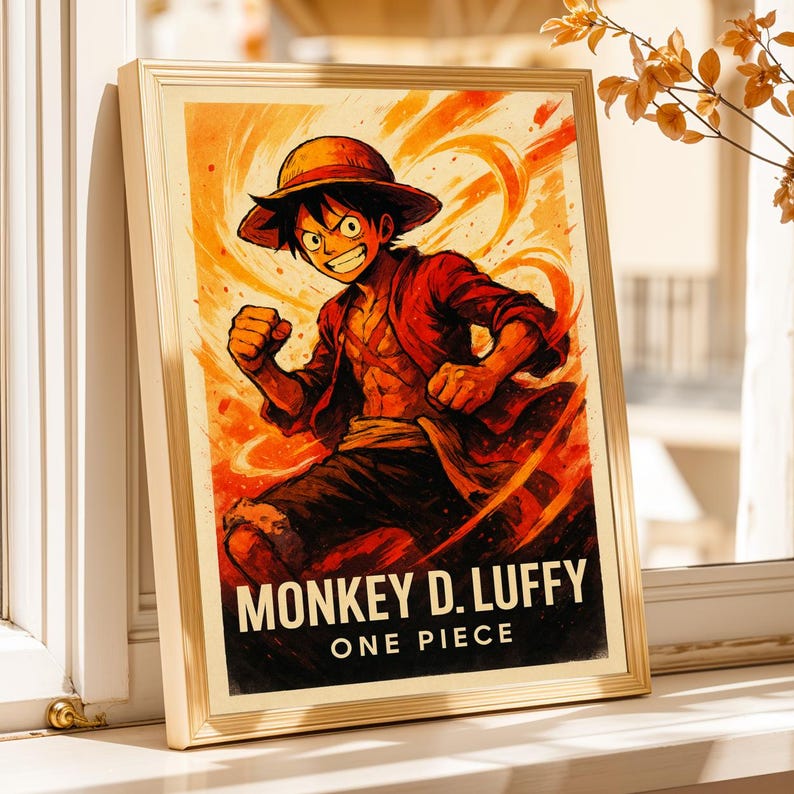 Monkey D. Luffy Poster, One Piece Anime Print, Bold Manga Art - Etsy