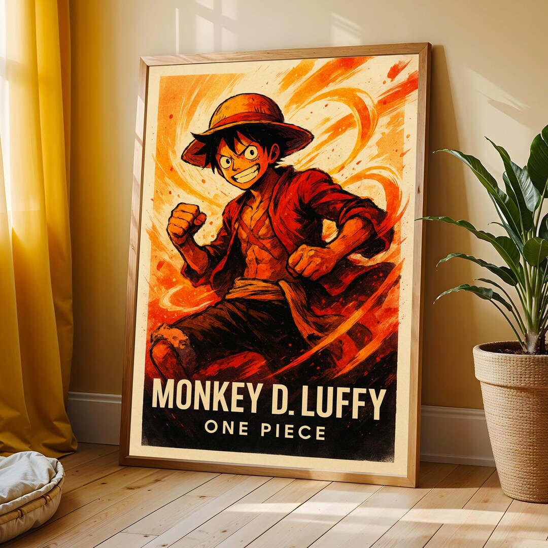 Monkey D. Luffy Poster, One Piece Anime Print, Bold Manga Art - Etsy
