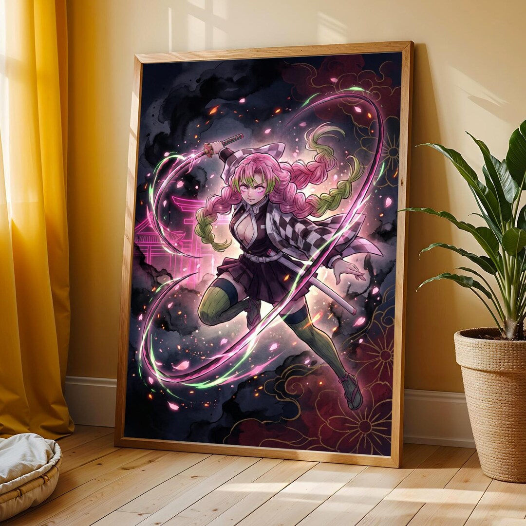 Mitsuri Kanroji Demon Slayer Poster Anime Love Hashira Wall Art Pink ...