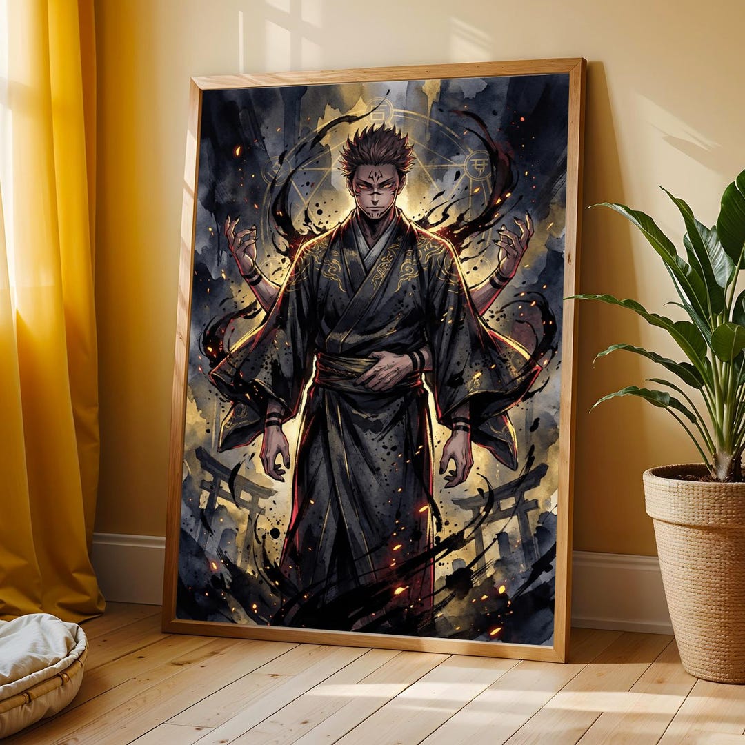 Sukuna Ritual Sigil Poster, Gold Ink Jujutsu Kaisen Anime Art - Etsy