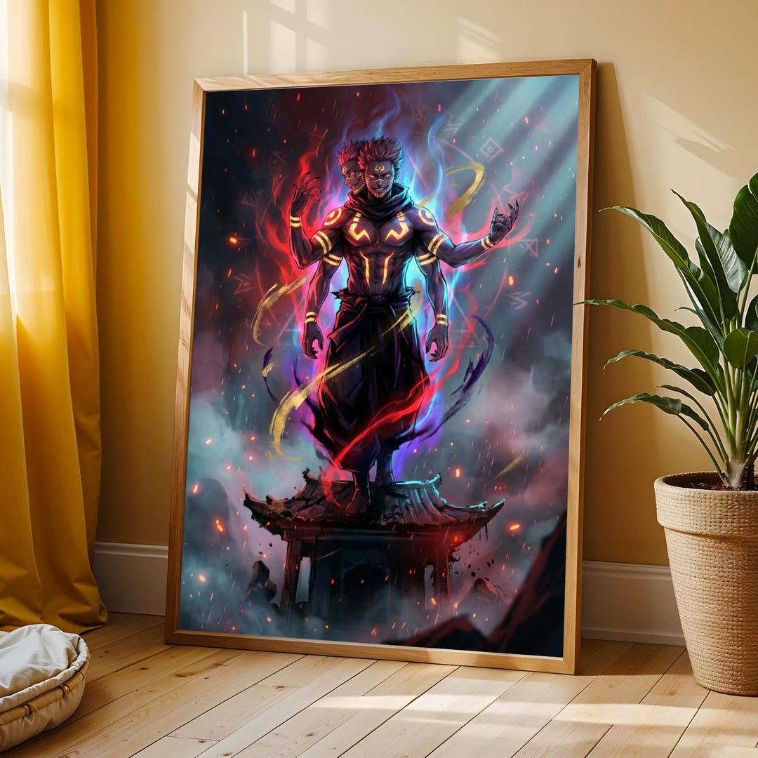 Sukuna Transformation Poster, Cursed Energy Anime Wall Art - Etsy