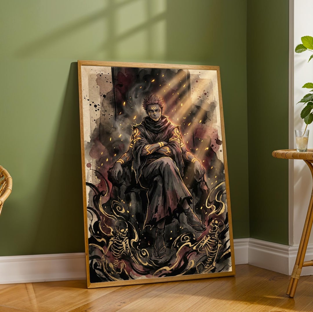 Jujutsu Kaisen Sukuna Throne Poster, Cursed King Dark Art Print, Anime ...