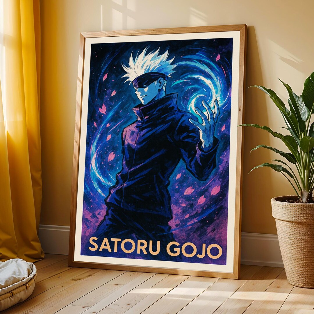 Satoru Gojo Neon Anime Poster Print, Jujutsu Kaisen Wall Art - Etsy UK