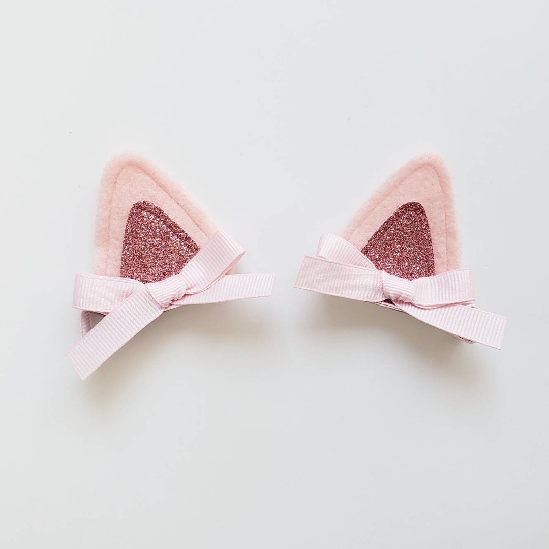 Pink Kitten Ears Hair Clips "purrfect" for Pink Cat Costume or Kitty ...