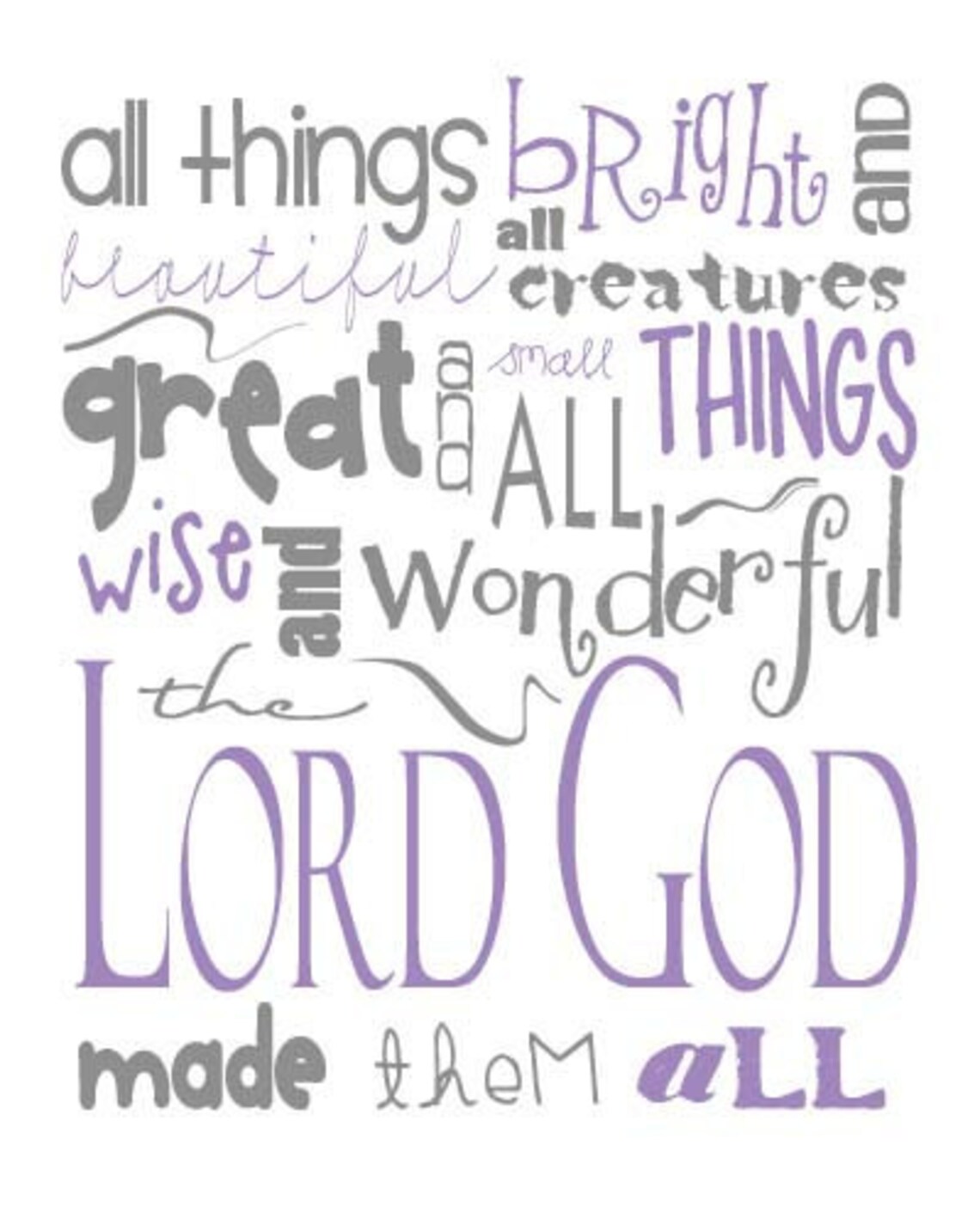 All Things Bright and Beautiful Subway Art Digital INSTANT DOWNLOAD ...