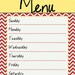 Kitchen Menu Board Printable Red and Yellow Chevron Instant - Etsy
