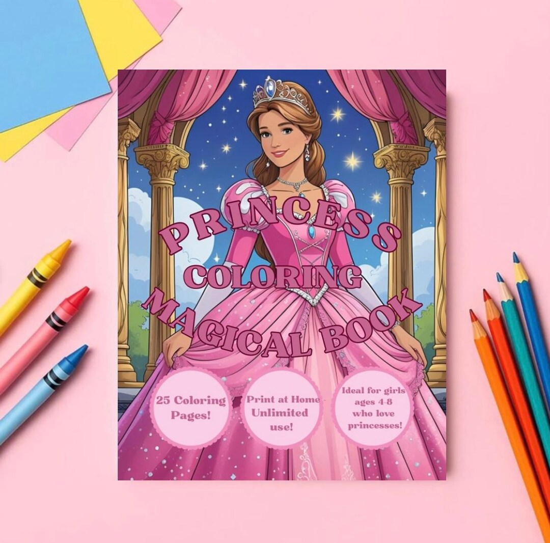 Princess Coloring Book - Printable PDF for Kids Ages 4-8 - 24+ Royal ...
