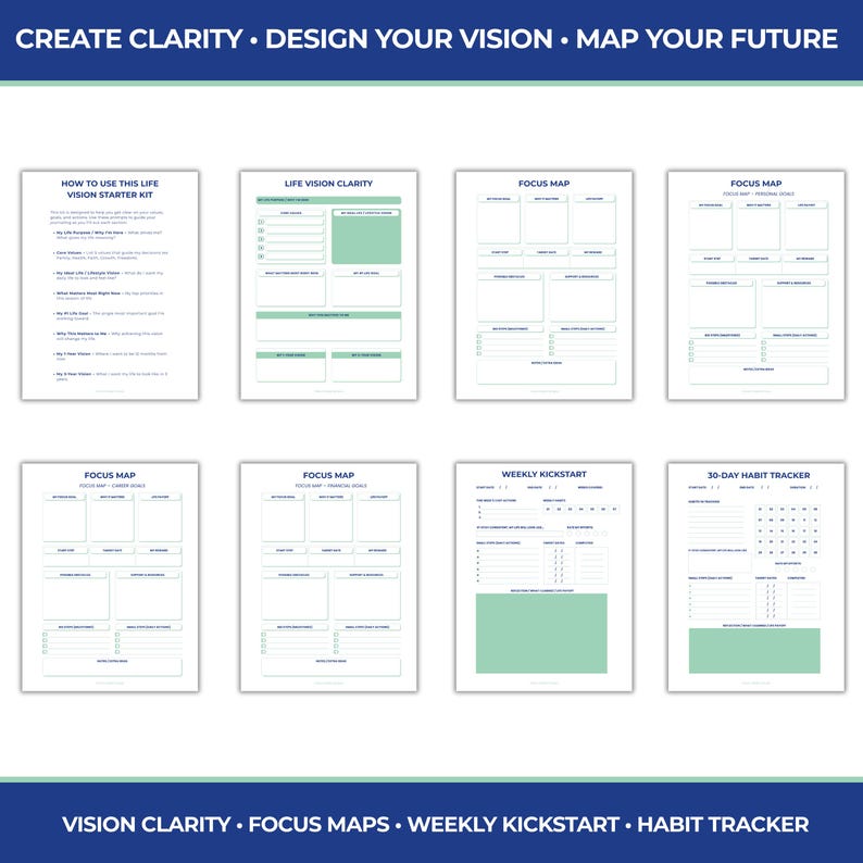 Life Vision Kit (printable PDF A4 US Letter) | Goal Setting, Clarity ...