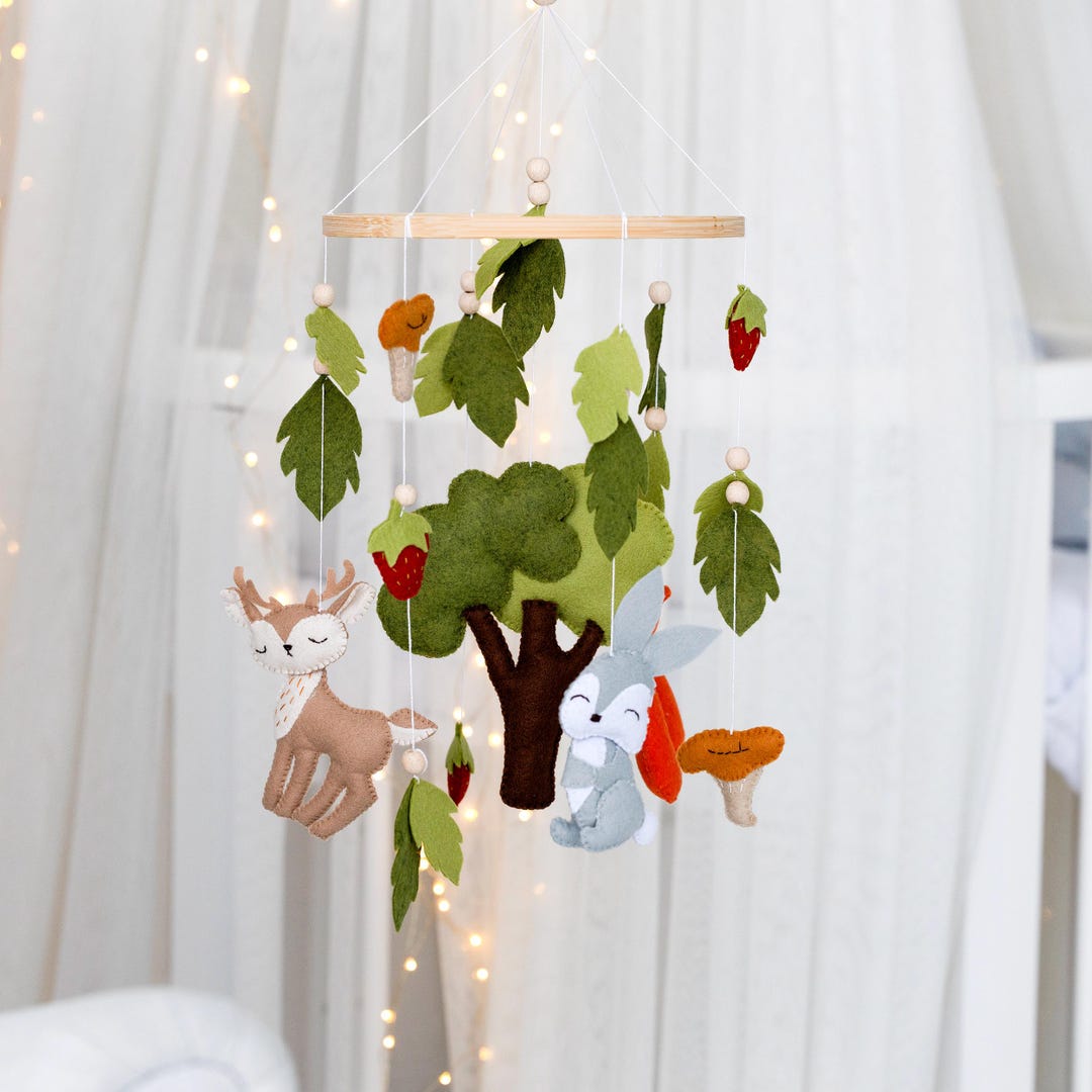 Forest Baby Mobile, Felt Baby Mobile, Woodland Crib Mobile, Hanging ...