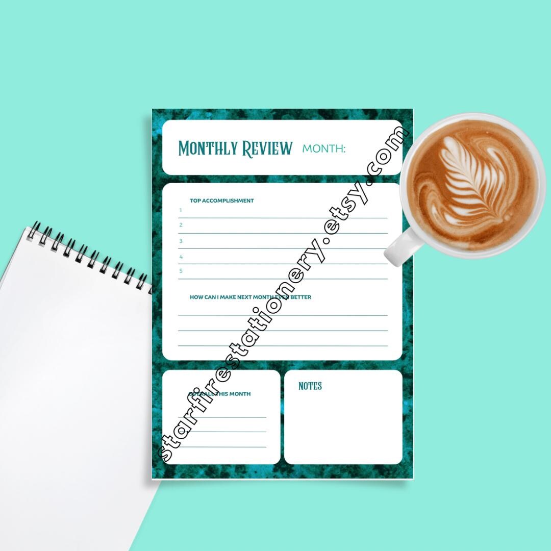 Monthly Review Printable | Reflection & Goal Setting Worksheet ...