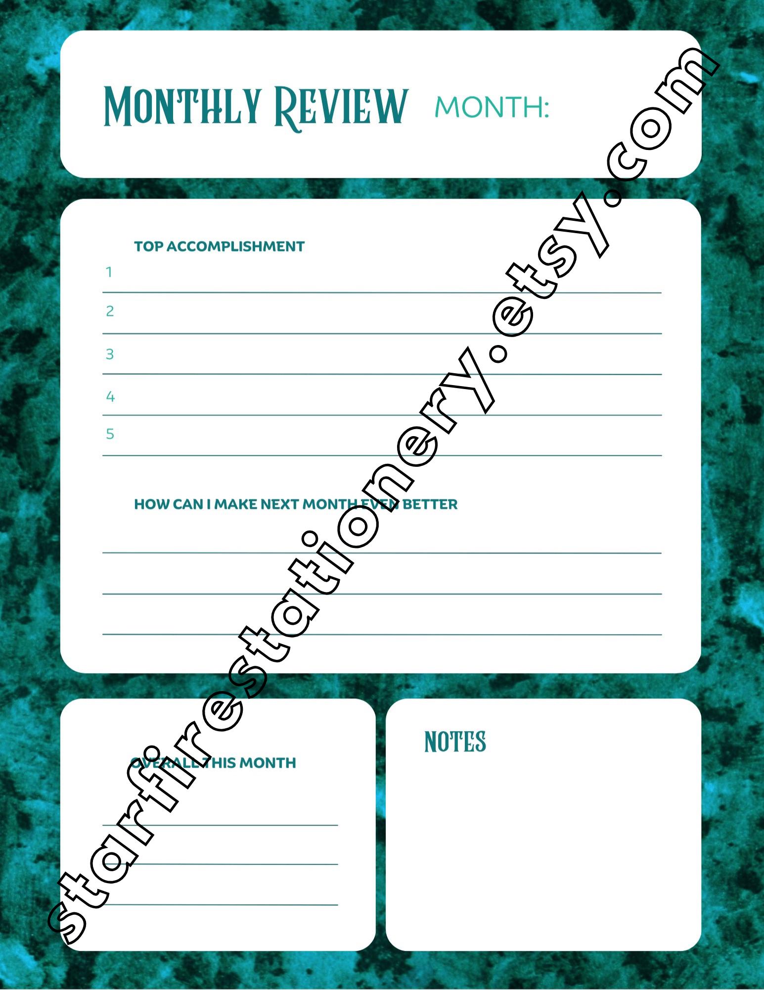 Monthly Review Printable | Reflection & Goal Setting Worksheet ...