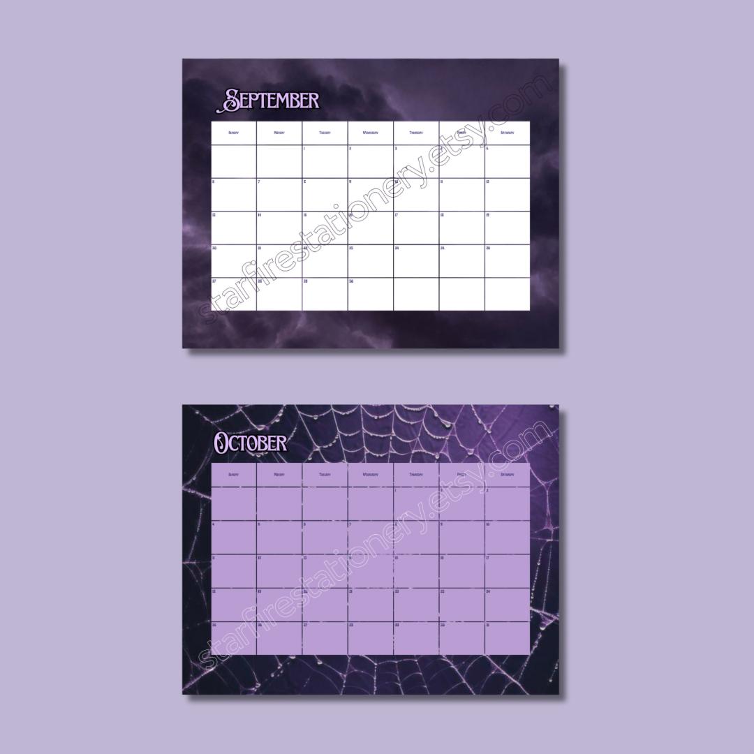2026 Gothic Calendar Printable | Dark Monthly Planner (digital Download ...