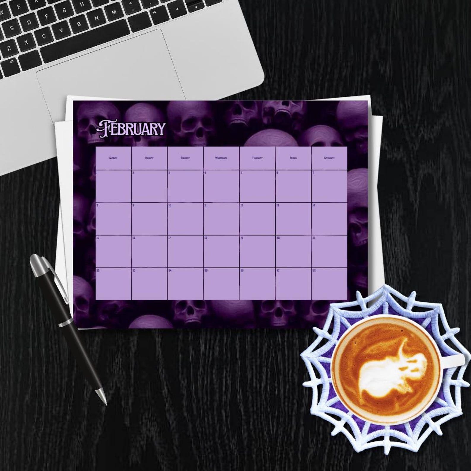 2026 Gothic Calendar Printable | Dark Monthly Planner (digital Download ...