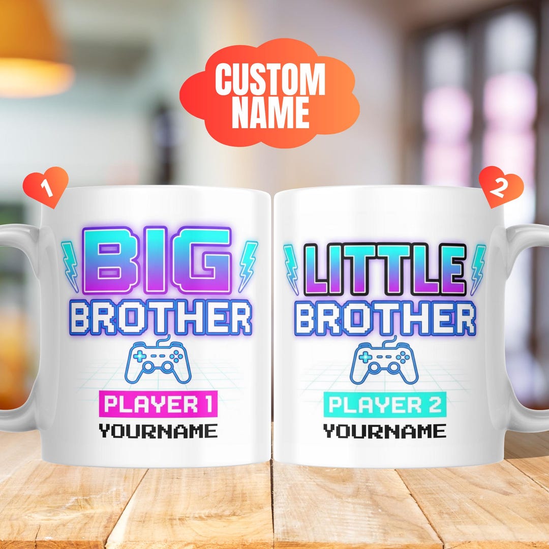 Personalized Brother Mug Set – Big Brother and Little Brother – Gamer ...