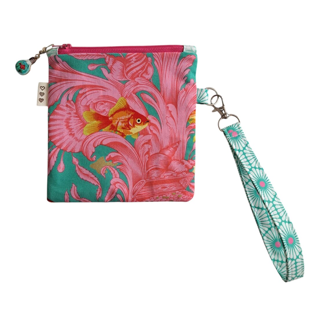 Goldfish and Treasure ~ 6" X 6.5" Zippered Bag With Optional Wristlet ...