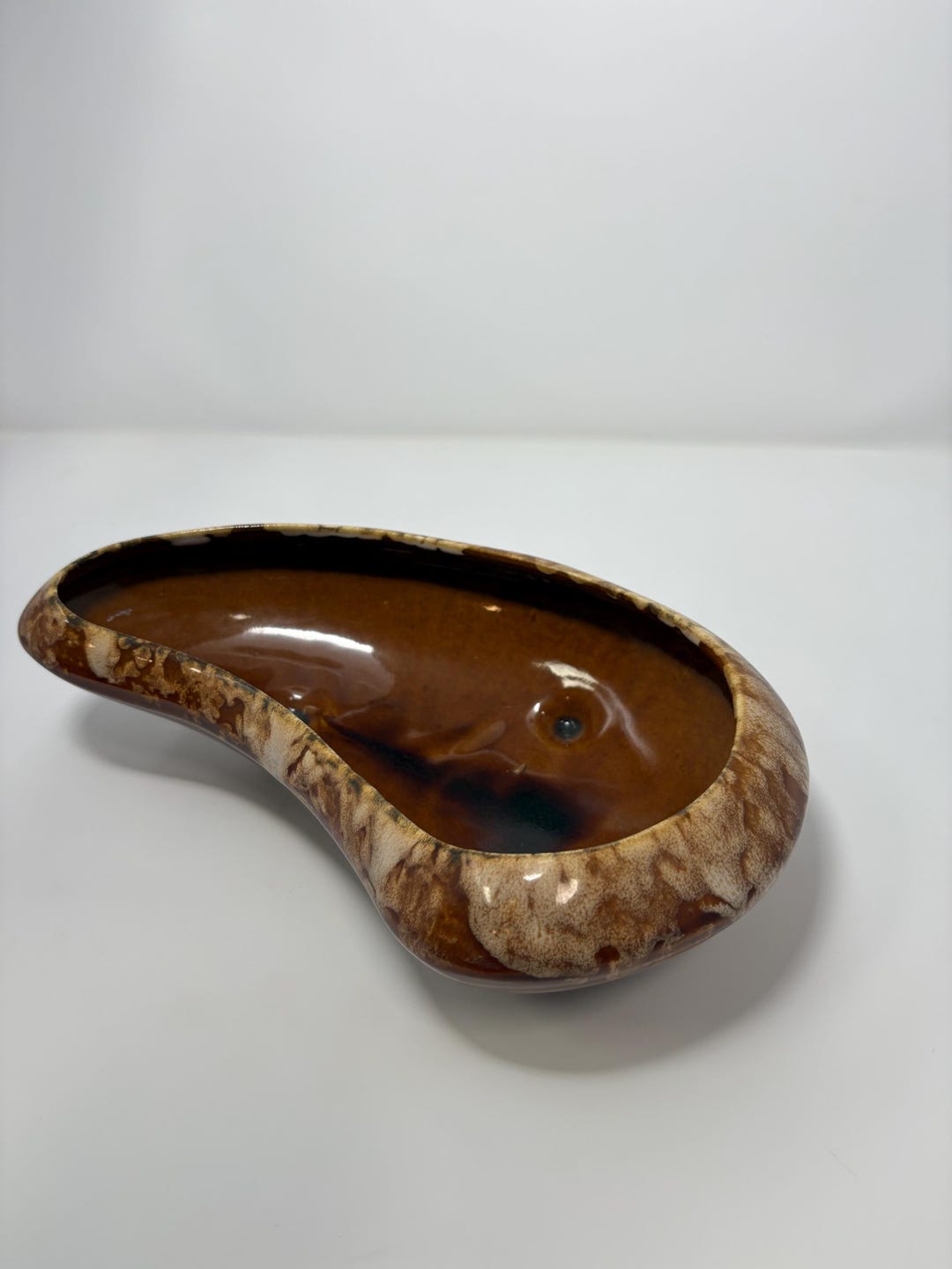 Vintage Brush Mccoy #5 Amoeba Vase – Caramel Glaze – Mid Century Modern ...