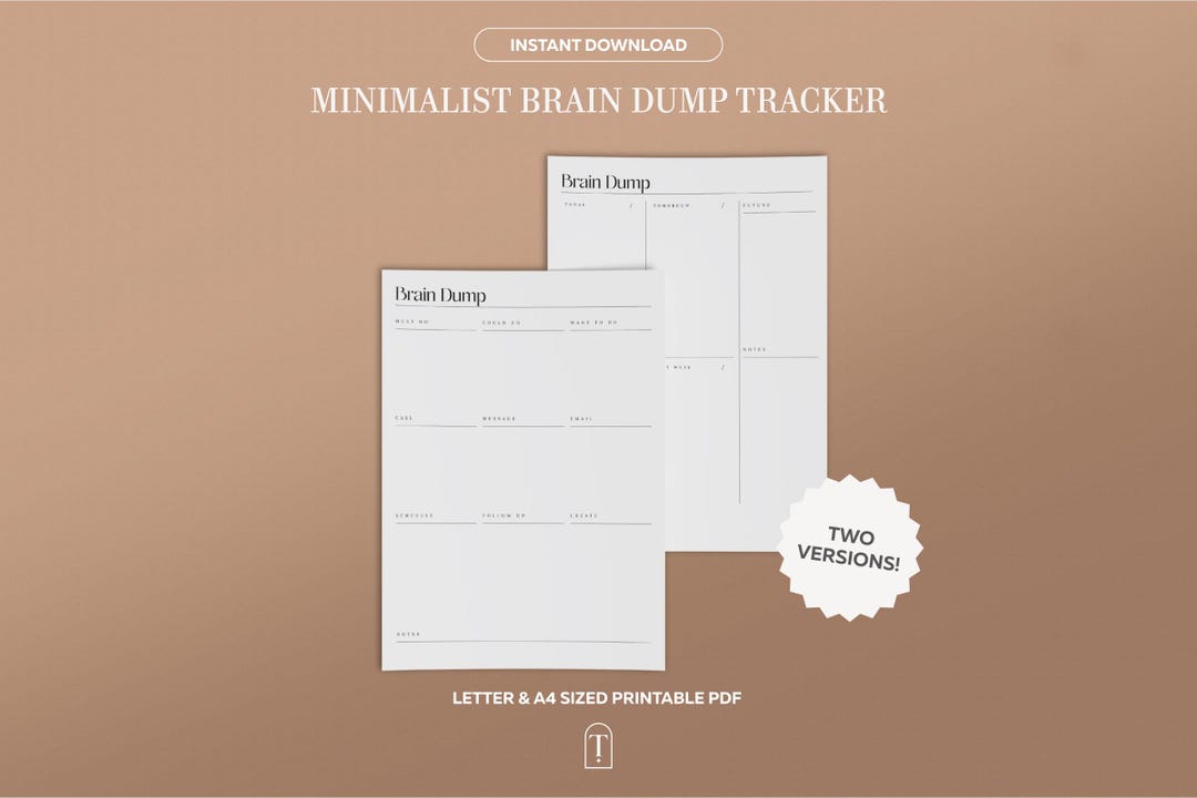 Minimalist Brain Dump List / Tracker Printable for Simple Tasks ...