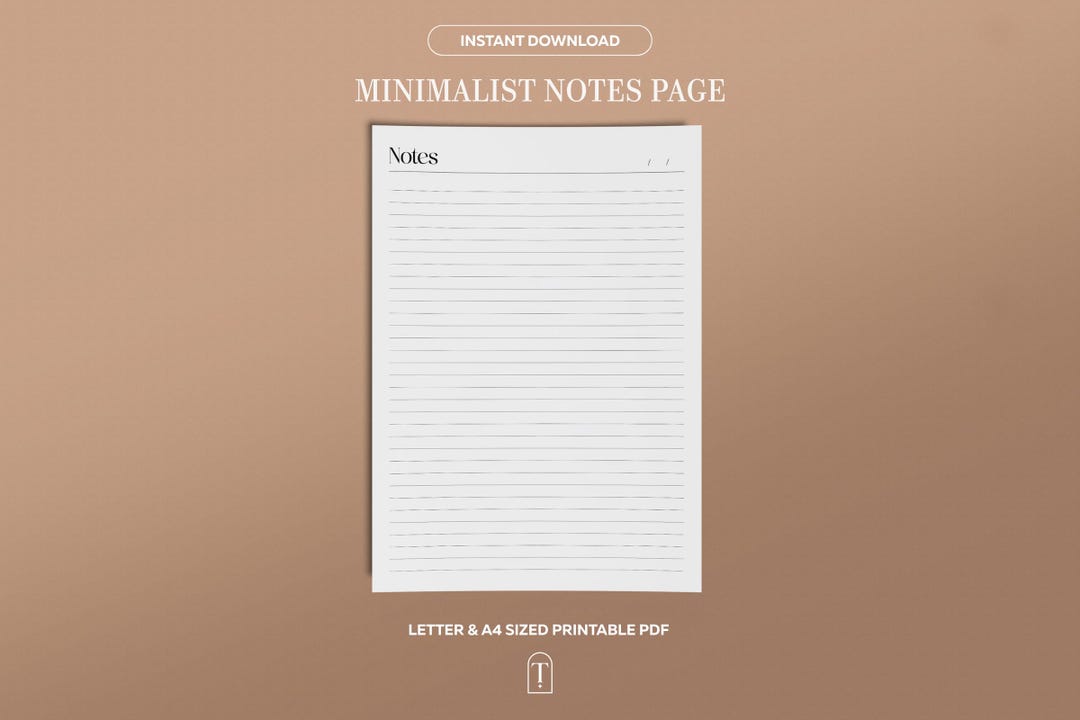 Minimalist Notes Pages Printable for Simple Tasks Template, Letter & A4 ...