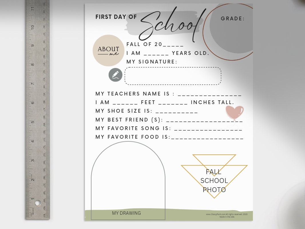 Classy Pack Pages for Grade School High School First Day of School Last ...
