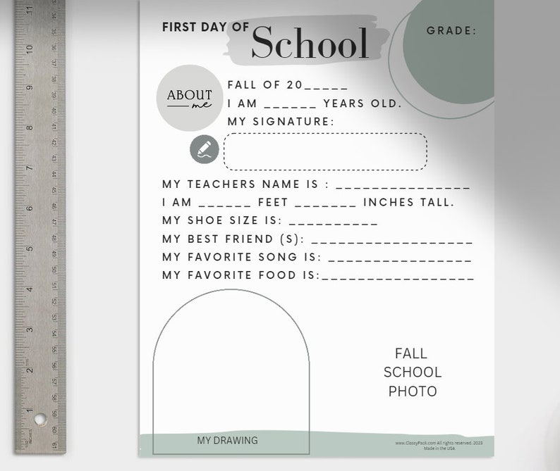 Classy Pack Pages for Grade School High School First Day of School Last ...