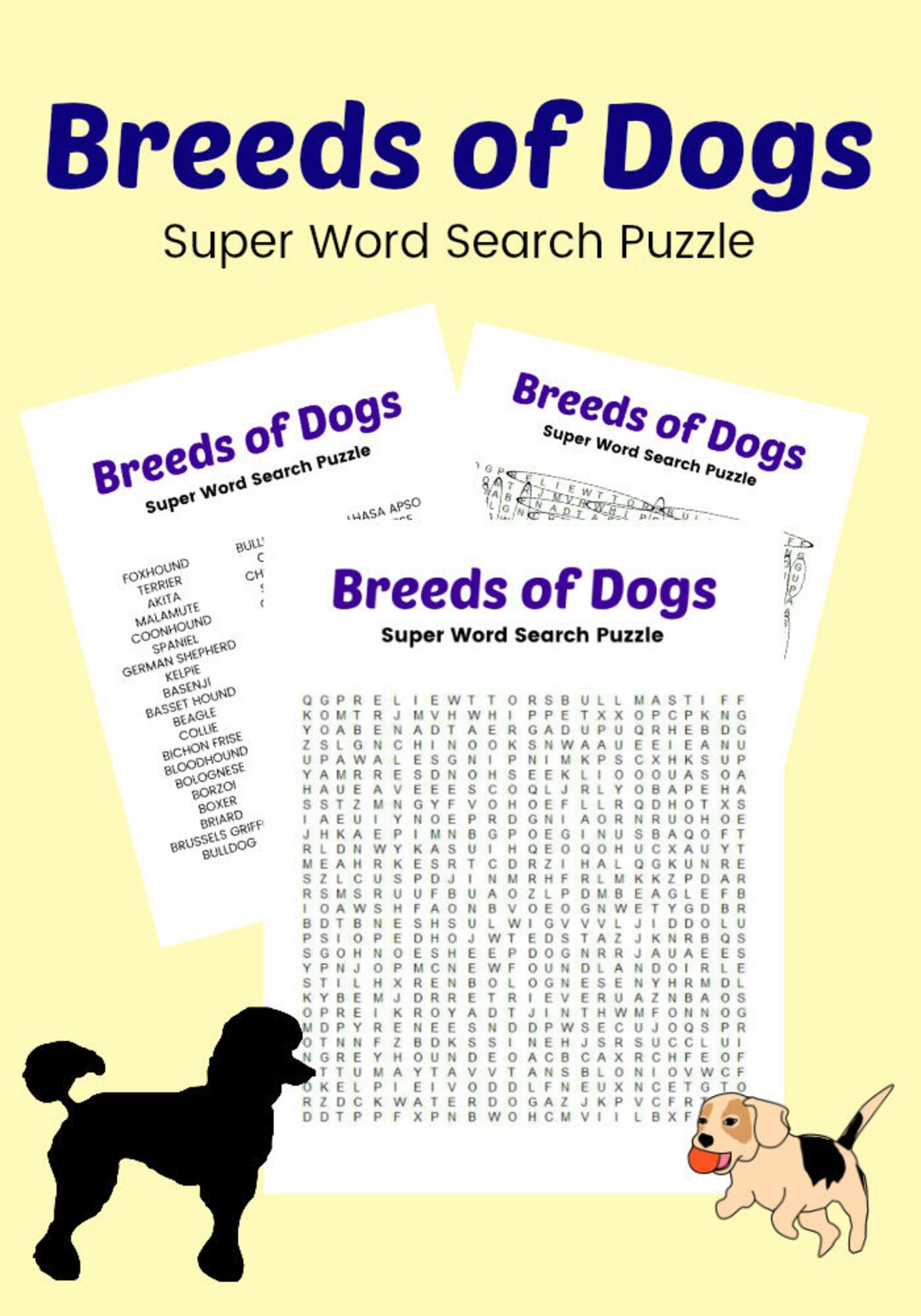 Breeds of Dogs Super Word Search Puzzle Word Search, Puzzle, Dogs ...