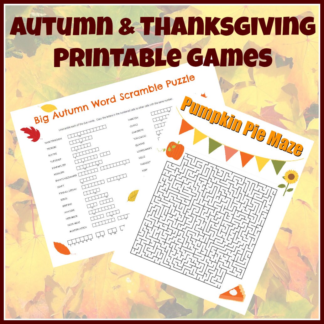 Autumn and Thanksgiving Game Puzzle Set of 2 Word Scramble - Etsy