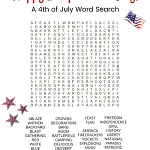 Independence Day Printable Game Set of 2 Word Search, Maze, Party Games ...