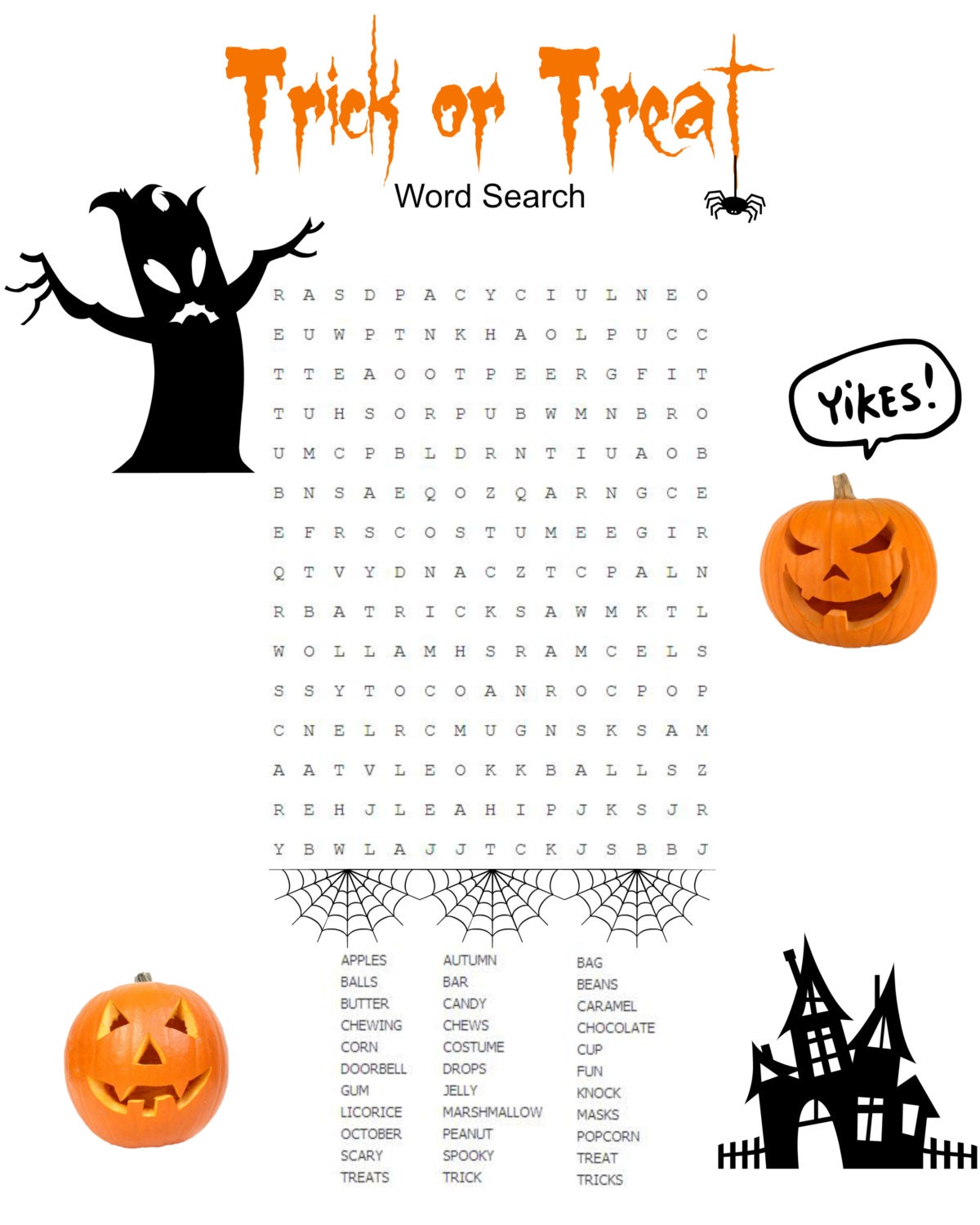 Halloween Game Puzzle Set of 3 Cryptogram, Word Search, Maze, Party ...