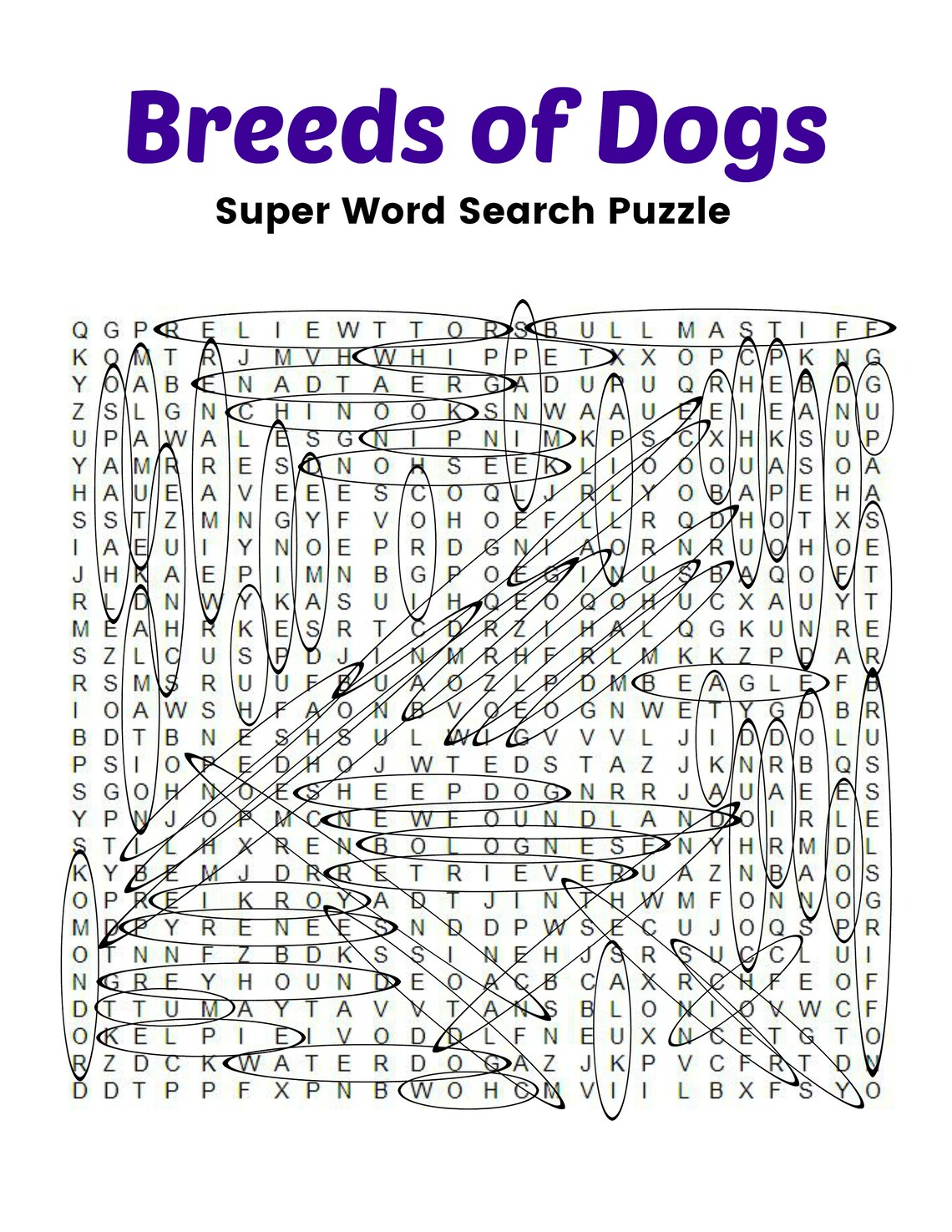 Breeds of Dogs Super Word Search Puzzle Word Search, Puzzle, Dogs ...