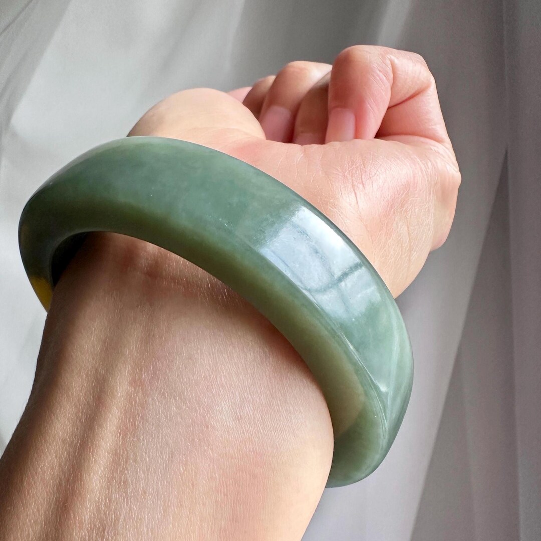Certified Natural Nephrite Jade Bangle Bracelet | Fine Blue Green Jade ...