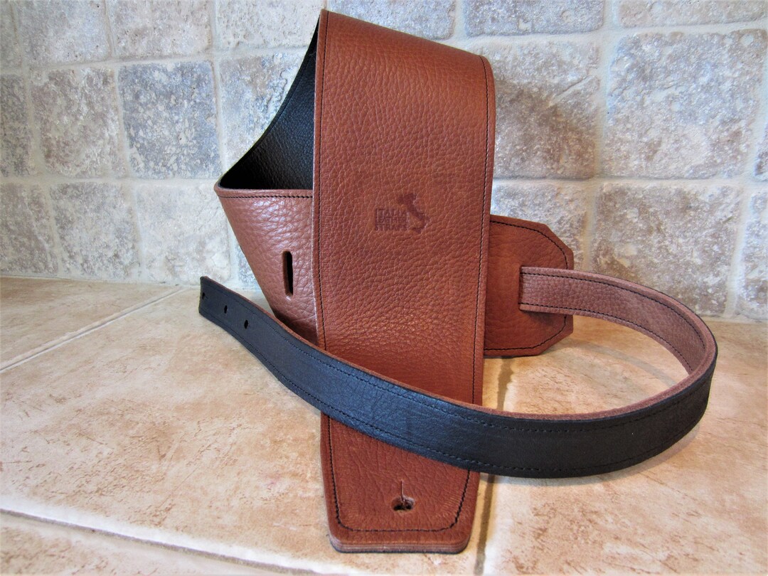 4.0" Premium Italian Leather Guitar Strap, Bass Strap - Handmade in USA ...