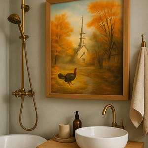 Rustic Autumn Church Scene | Cozy Fall Turkey Painting Digital Download ...