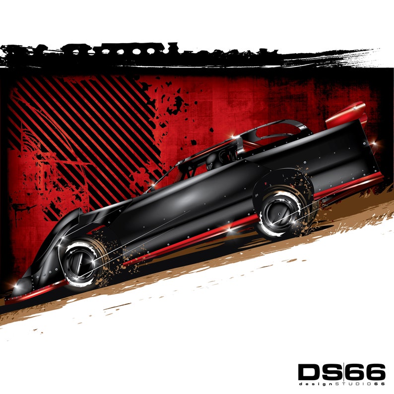 Dirt Late Model 1 Illustration - Etsy