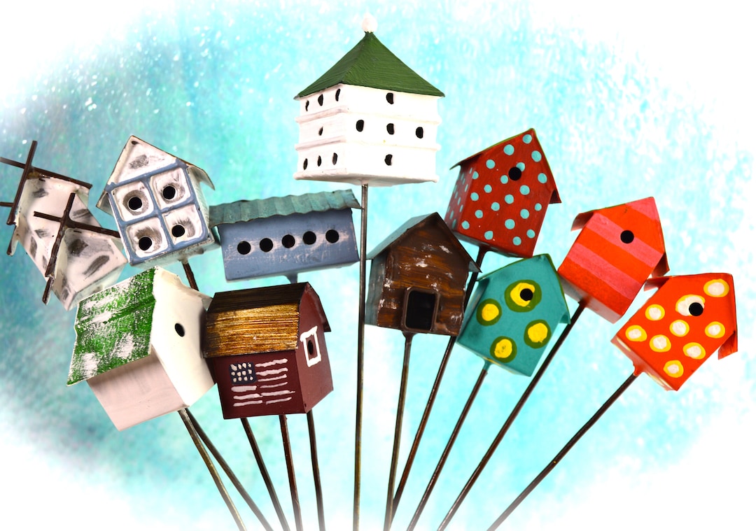 Miniature Birdhouse Pick – Martin House, Gourds, or Colorful Birdhouses ...