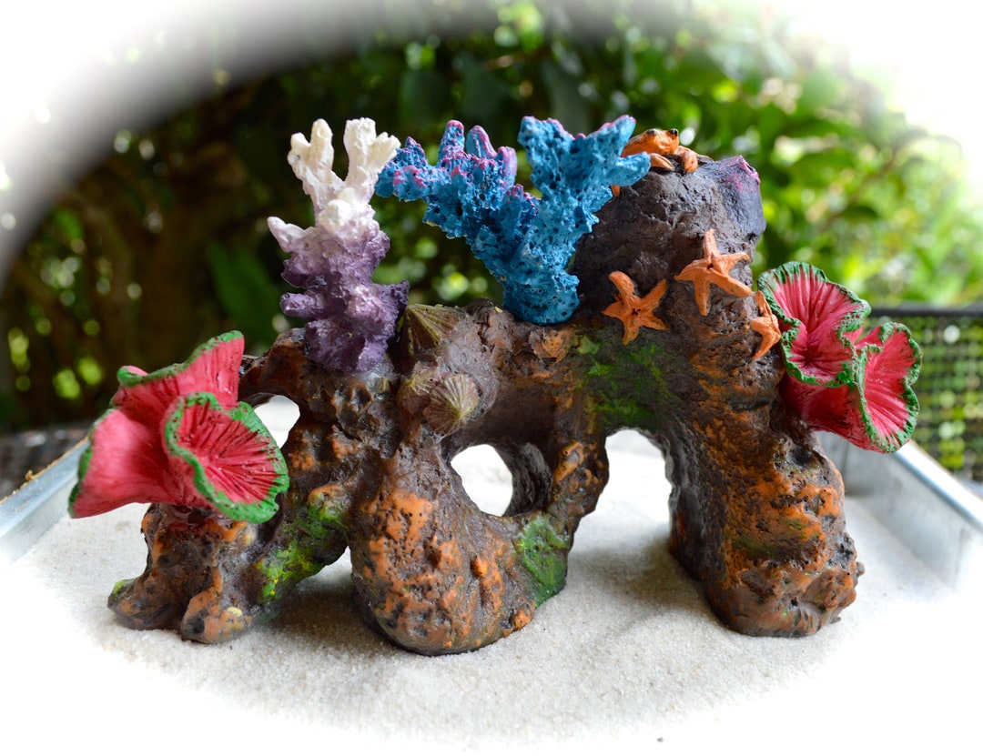 Miniature Coral Reef ~ Made of Resin ~ 7" Long X 4.5"h ~ Miniature ...