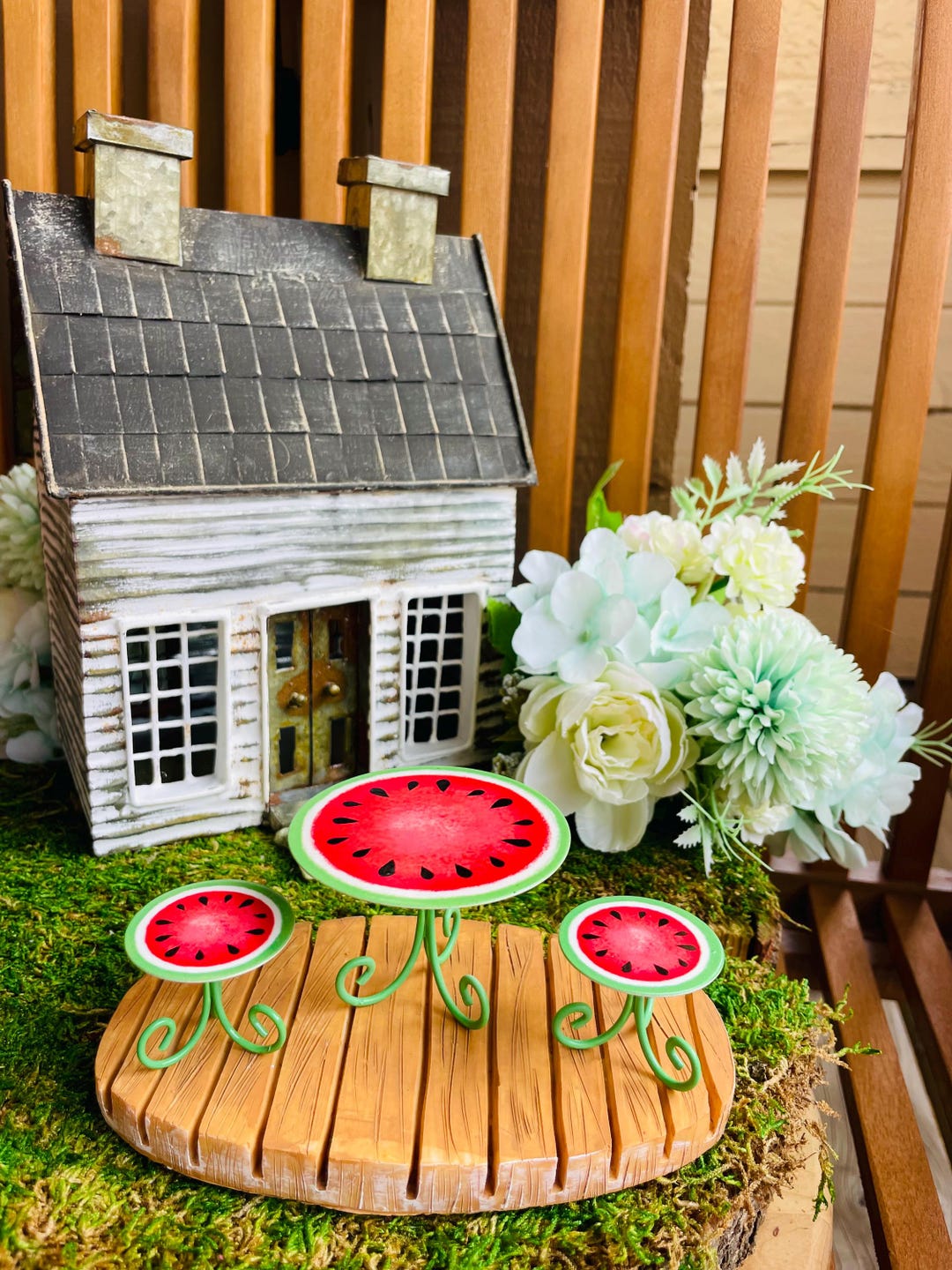 Miniature Fairy Garden Deck ~ Resin Wood-look Patio + Optional ...