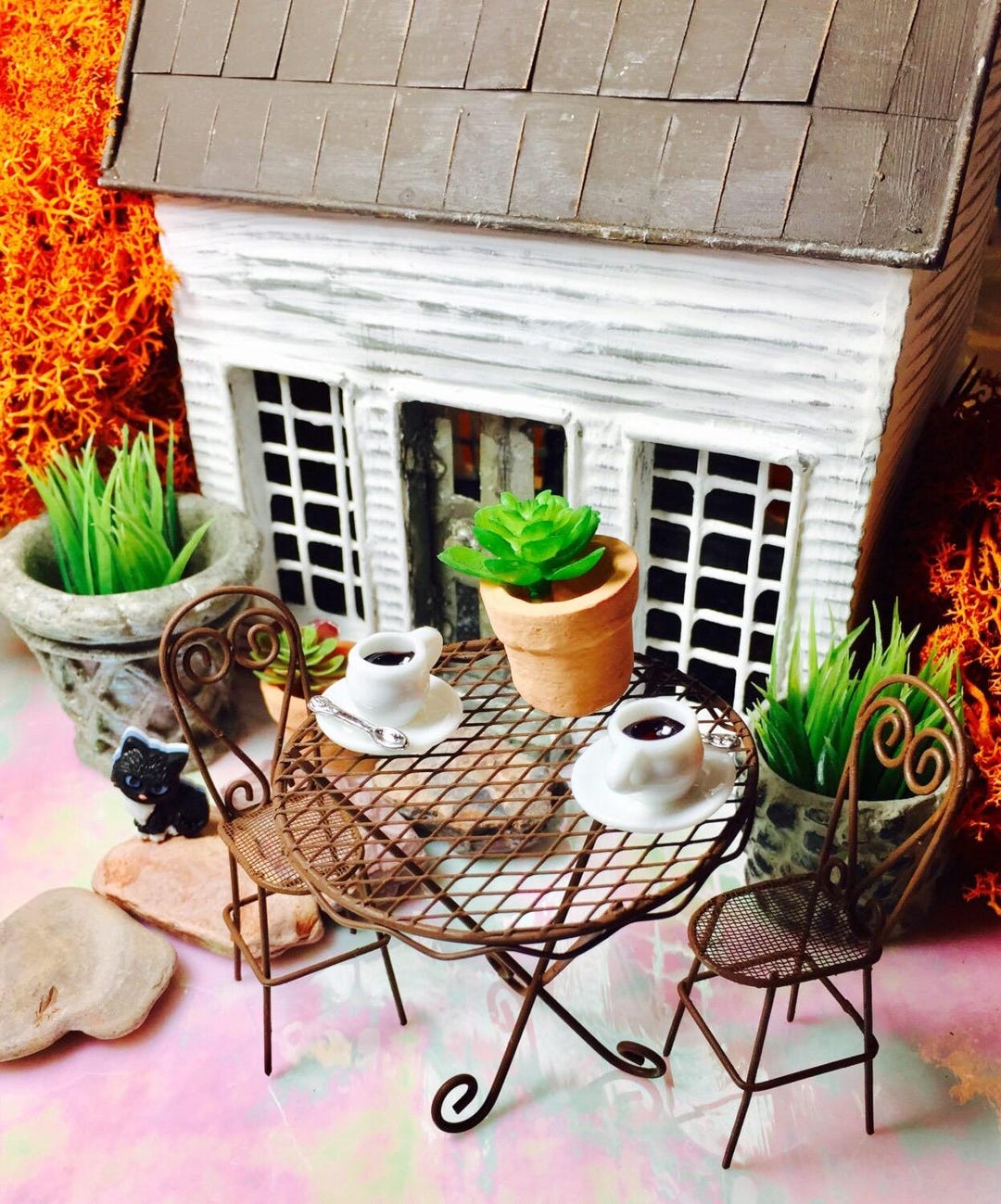 Miniature Table and Chairs ONLY ~ Mini Metal Table + Chairs ~ Fairy ...