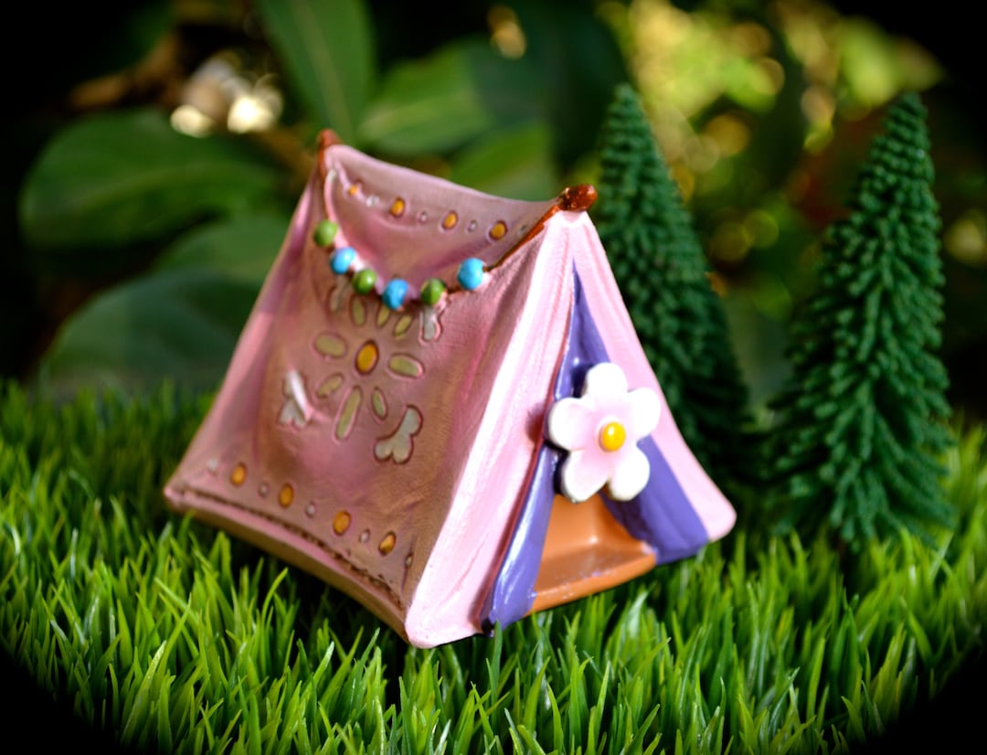Miniature Pink Tent ONLY ~ Made of Resin ~ Fairy Garden Miniatures ...