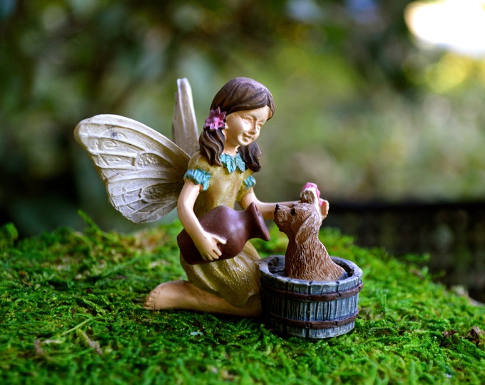 Fairy Giving Dog Bath ~ Fairy Garden Miniatures ~ 1 Fairy Miniature ...