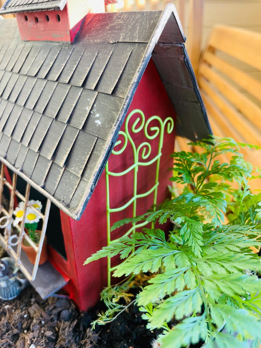 Miniature Garden Trellis – Bright Green Metal – Fairy Garden or ...