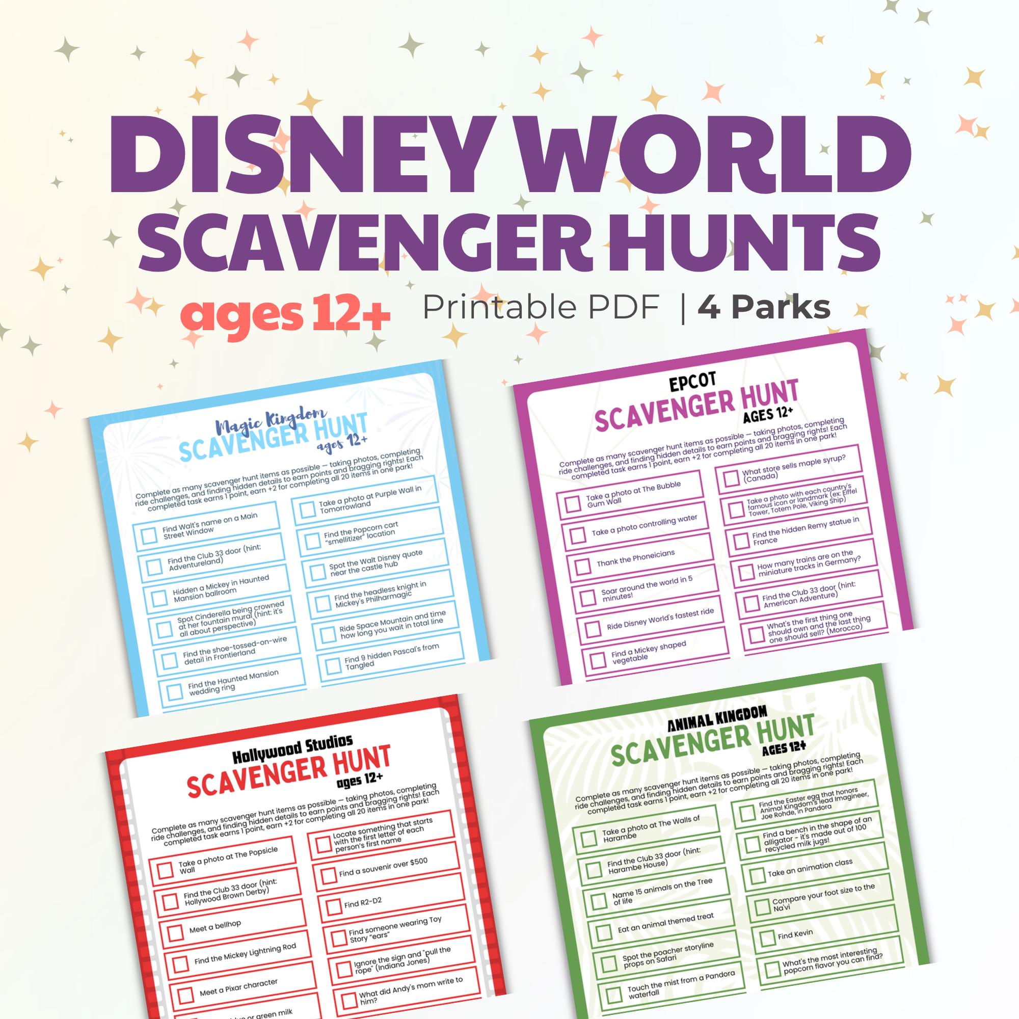 Disney World Scavenger Hunt PDF for Older Kids & Adults - Explore Magic ...
