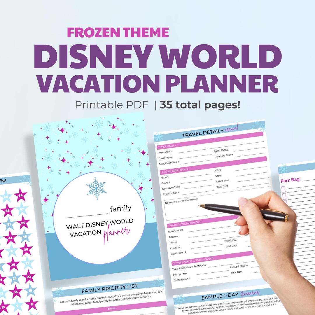 Frozen Theme Disney World Vacation Planner (printable PDF) | Budgeting ...