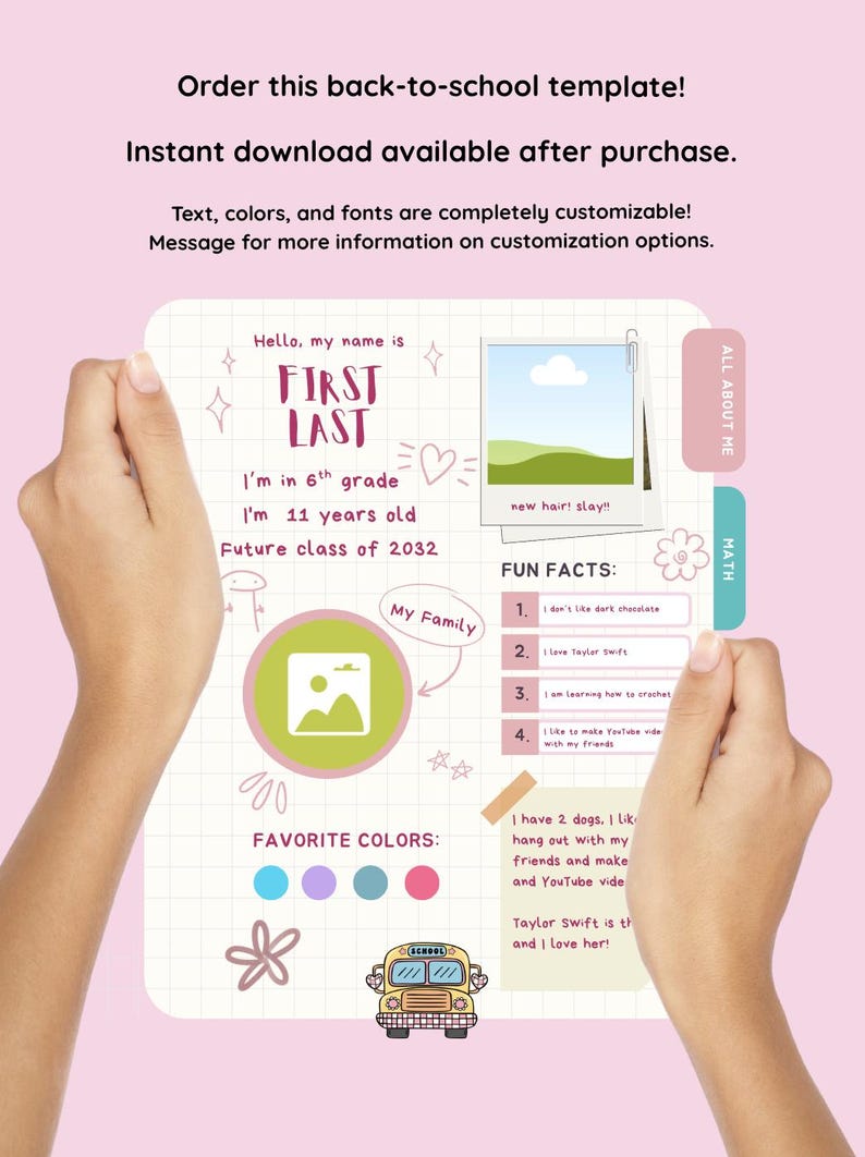 Editable Back to School Poster Template: Personalized First Day ...