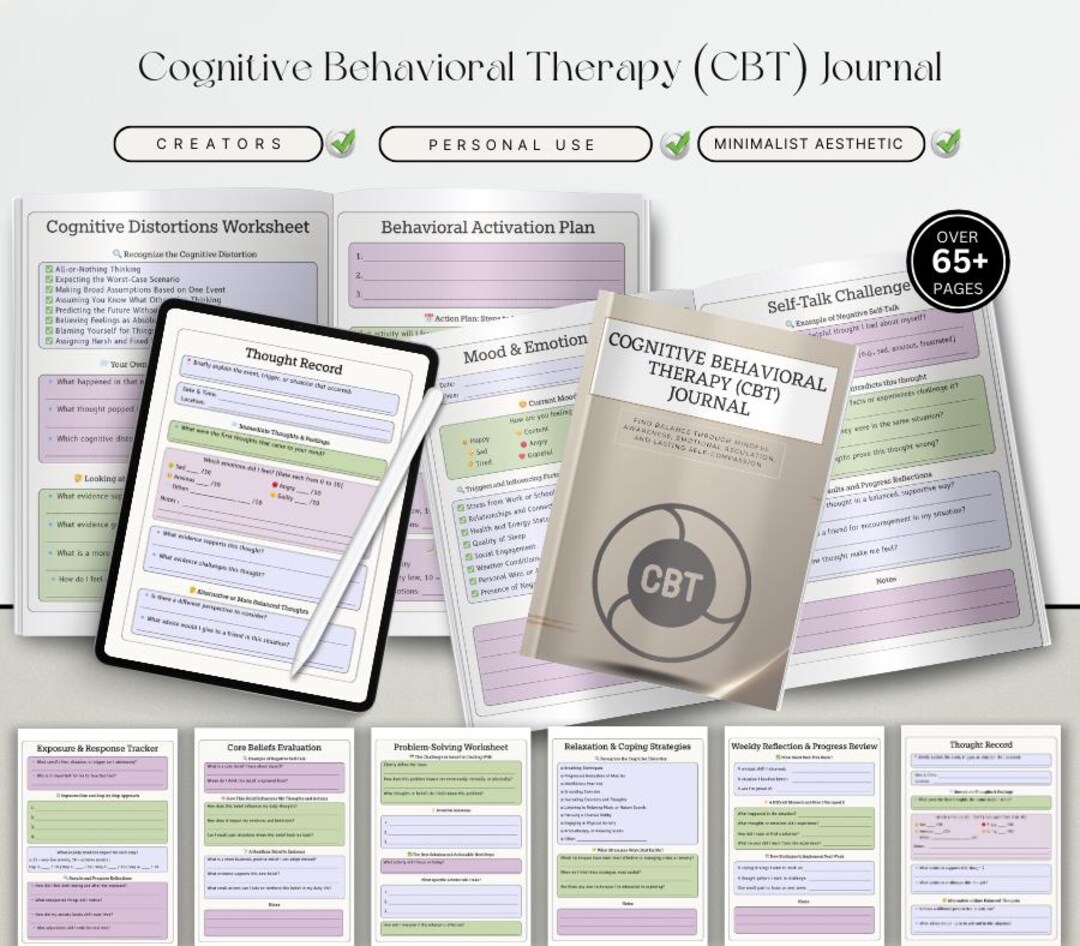 Cbt Therapy Workbook - Mindfulness Daily Reflection Mental Health Guide ...